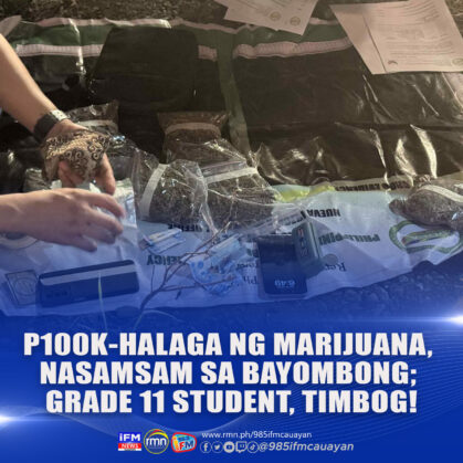 P100K-HALAGA NG MARIJUANA, NASAMSAM SA BAYOMBONG; GRADE 11 STUDENT, TIMBOG! - RMN Networks