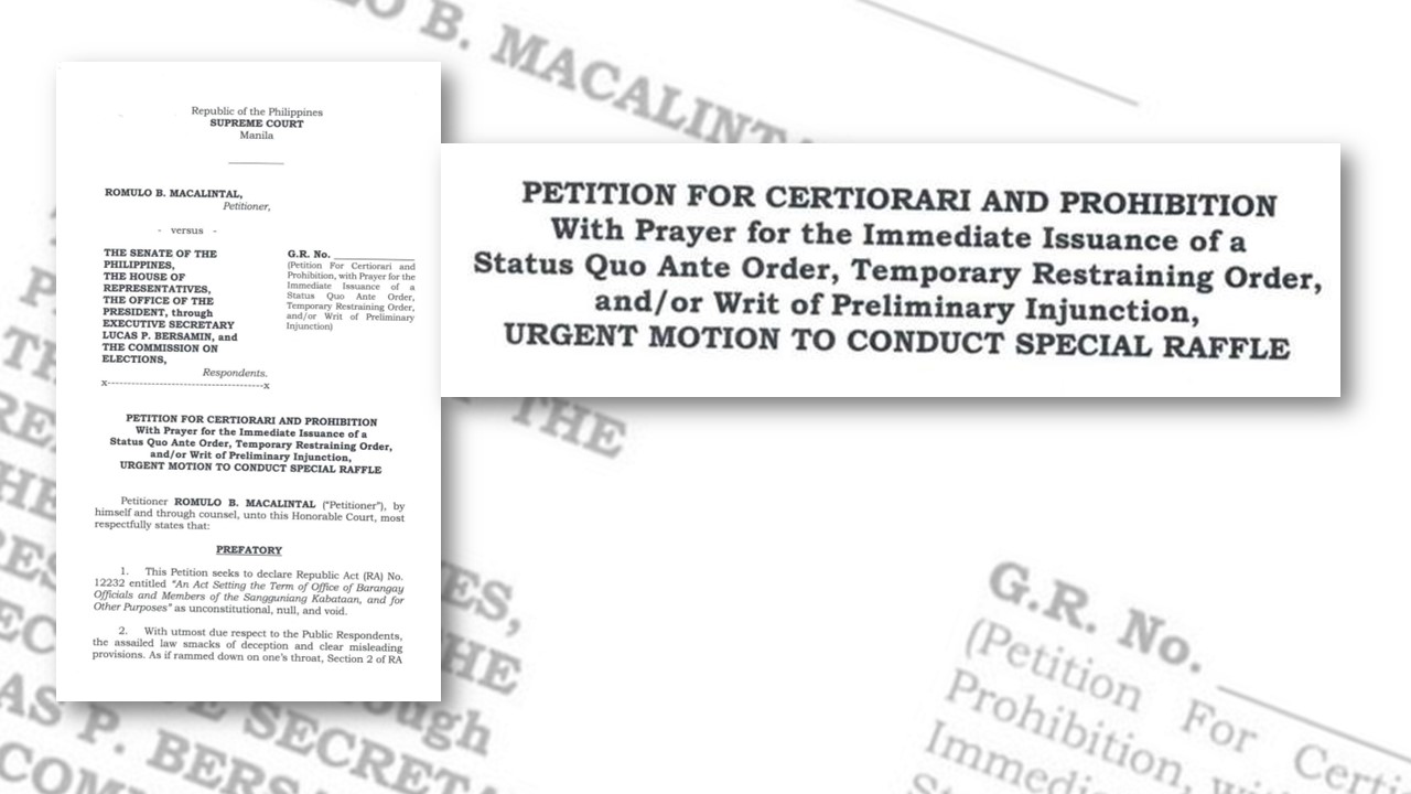 Petisyon para ideklarang unconstitutional ang batas na nagpapaliban sa BSKE, inihain sa Korte ...