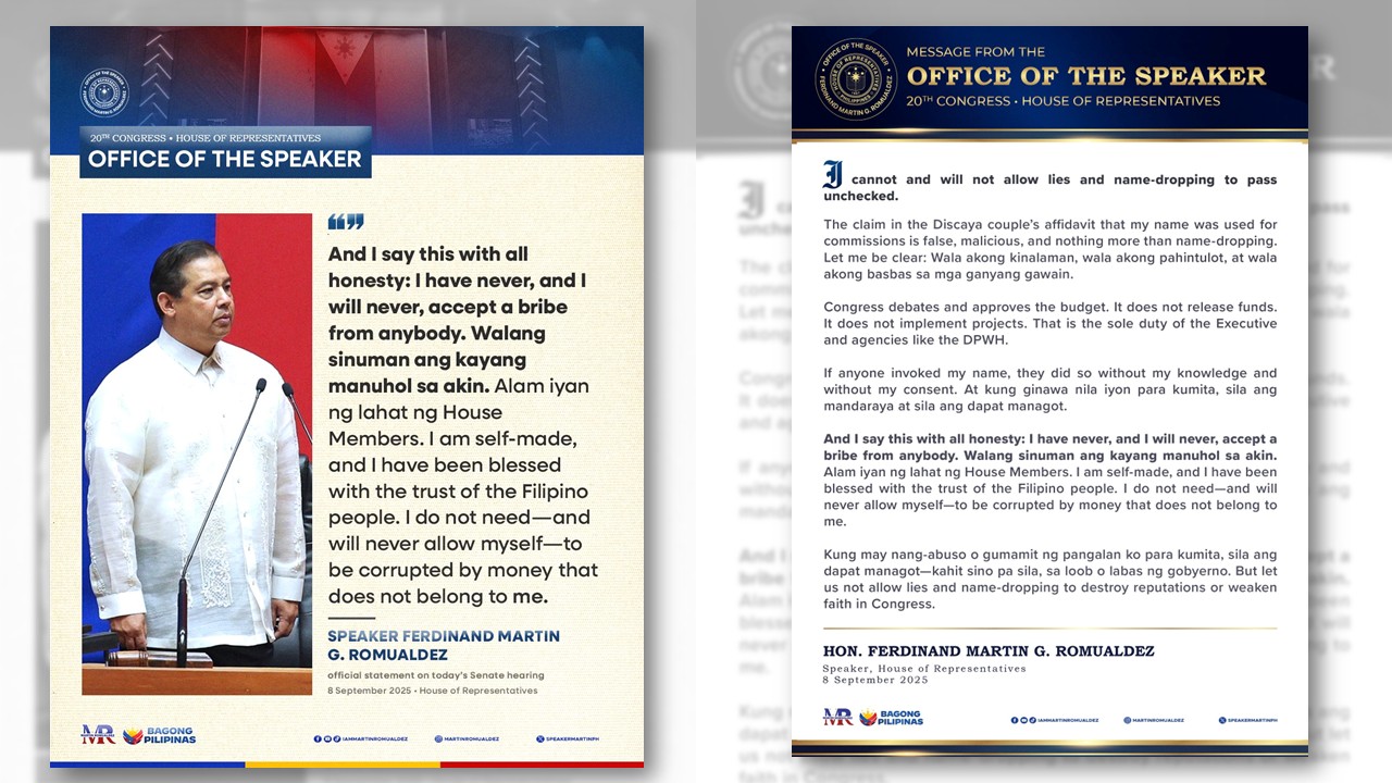 House Speaker Martin Romualdez, inalmahan ang isiniwalat ng mga Discaya kaugnay sa isyu ng ...