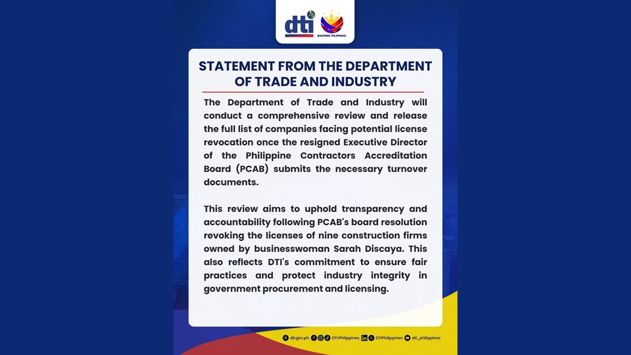 DTI, ire-review ang mga paglabag ng 9 na construction firm na pagmamay ...