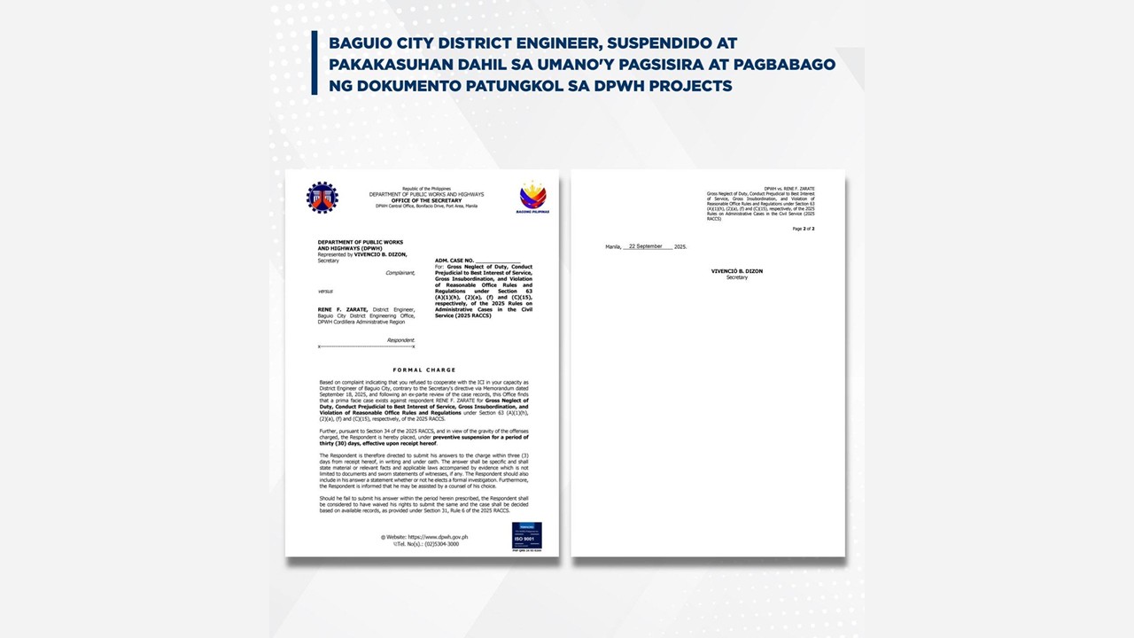 District Engineer ng Baguio City, sinuspinde sa pagsira at ‘pagdoktor ...