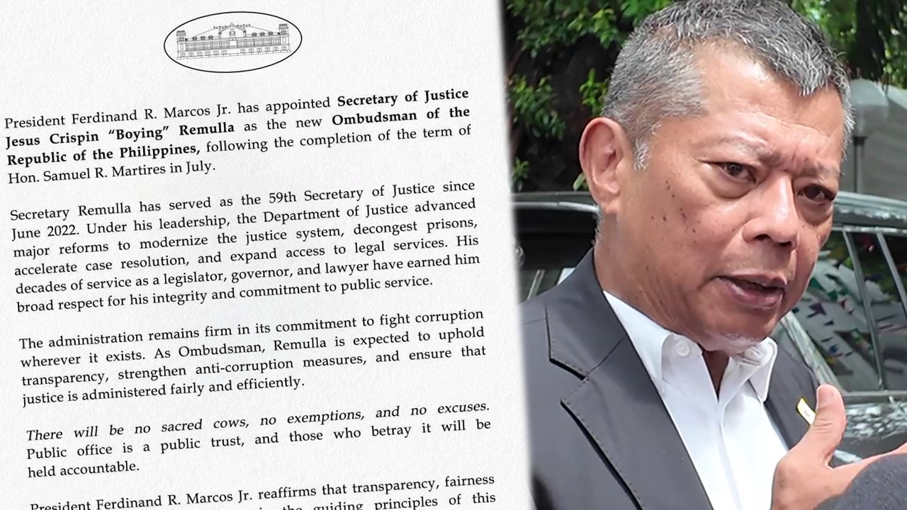 SOJ Remulla, itinalagang bagong Ombudsman - RMN Networks