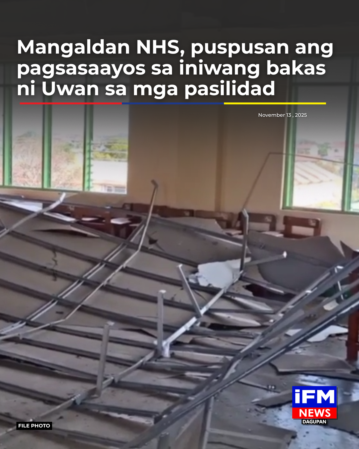 MANGALDAN NATIONAL HIGH SCHOOL, PUSPUSAN ANG PAGSASAAYOS SA INIWANG BAKAS NG BAGYONG UWAN SA MGA ...