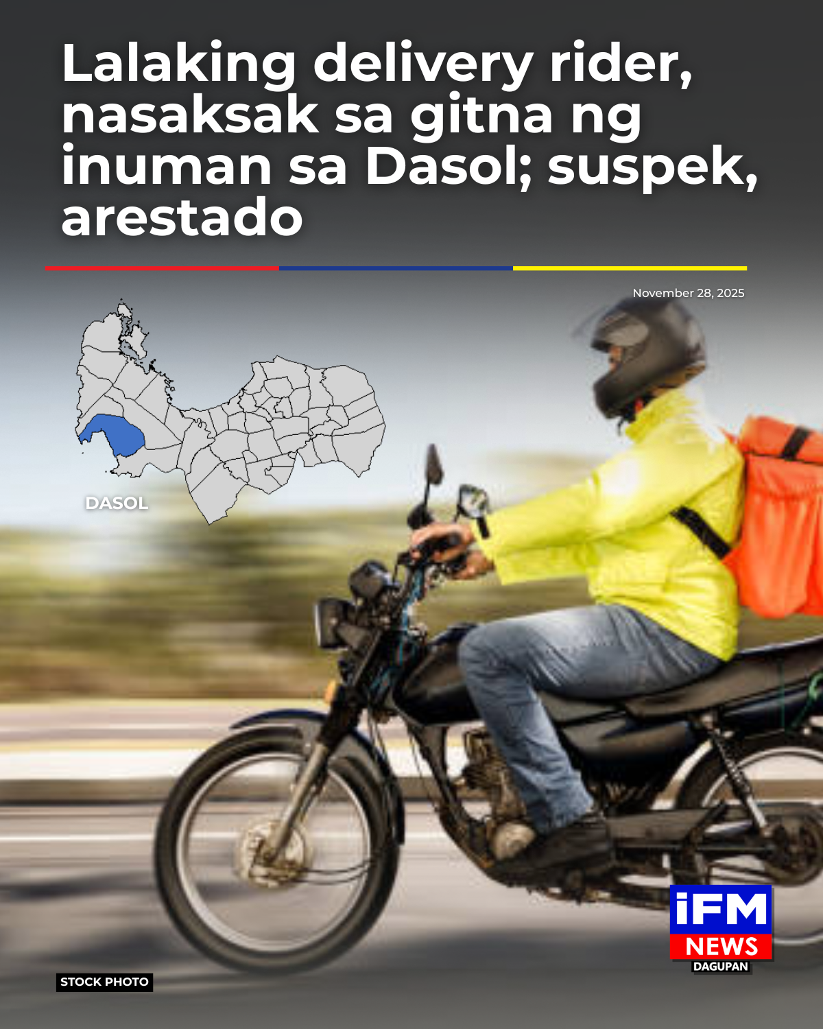 LALAKING DELIVERY RIDER, NASAKSAK SA GITNA NG INUMAN SA DASOL; SUSPEK ...