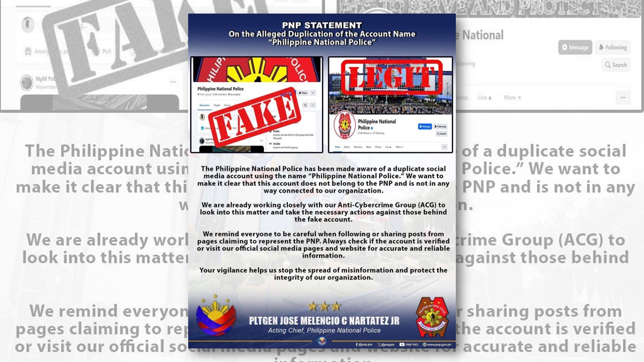 Duplicate account ng PNP sa social media, pinaiimbestigahan - RMN Networks
