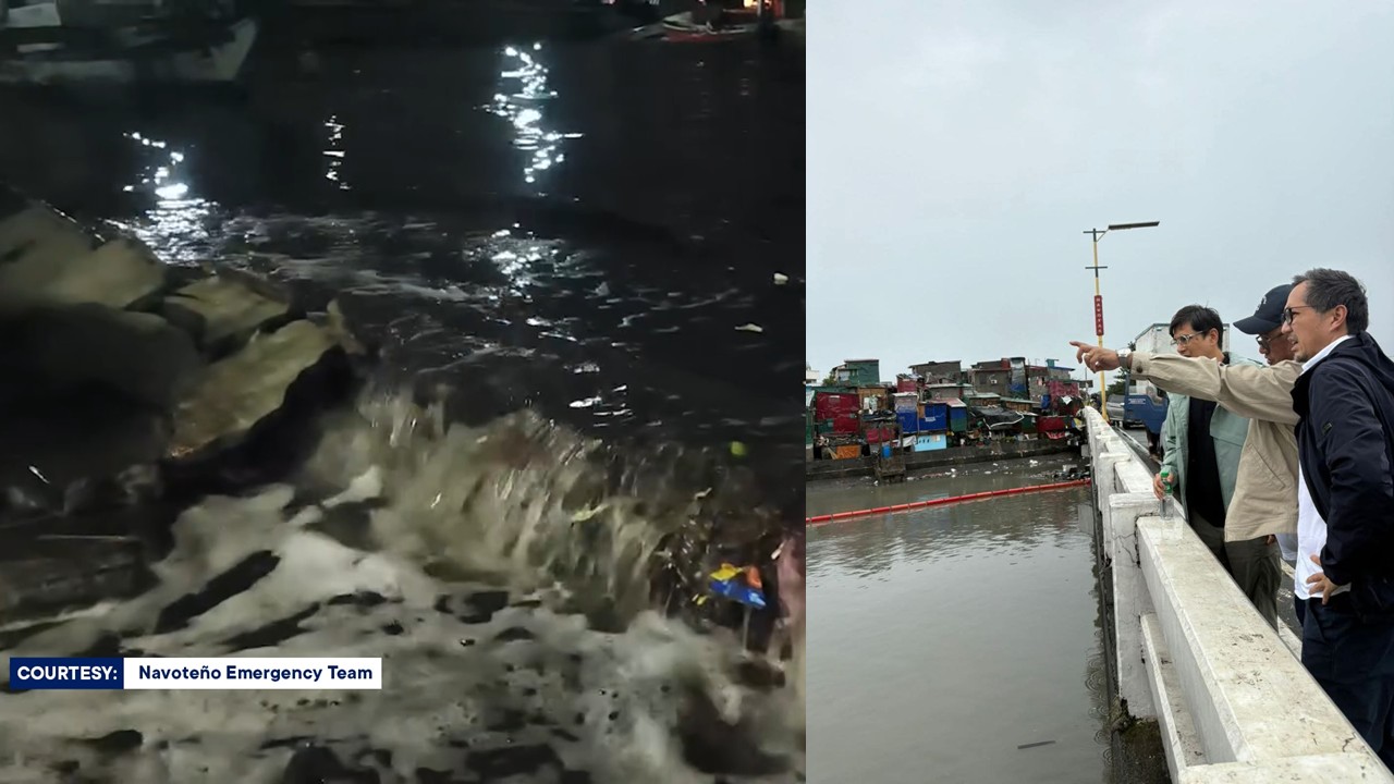 Hindi pa natatapos na bahagi ng coastal dike ng Navotas, pinabibilisan ...