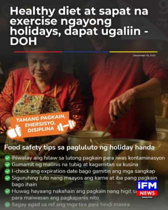 HEALTHY DIET AT SAPAT NA EXERCISE NGAYONG HOLIDAYS, DAPAT UGALIIN -DOH ...