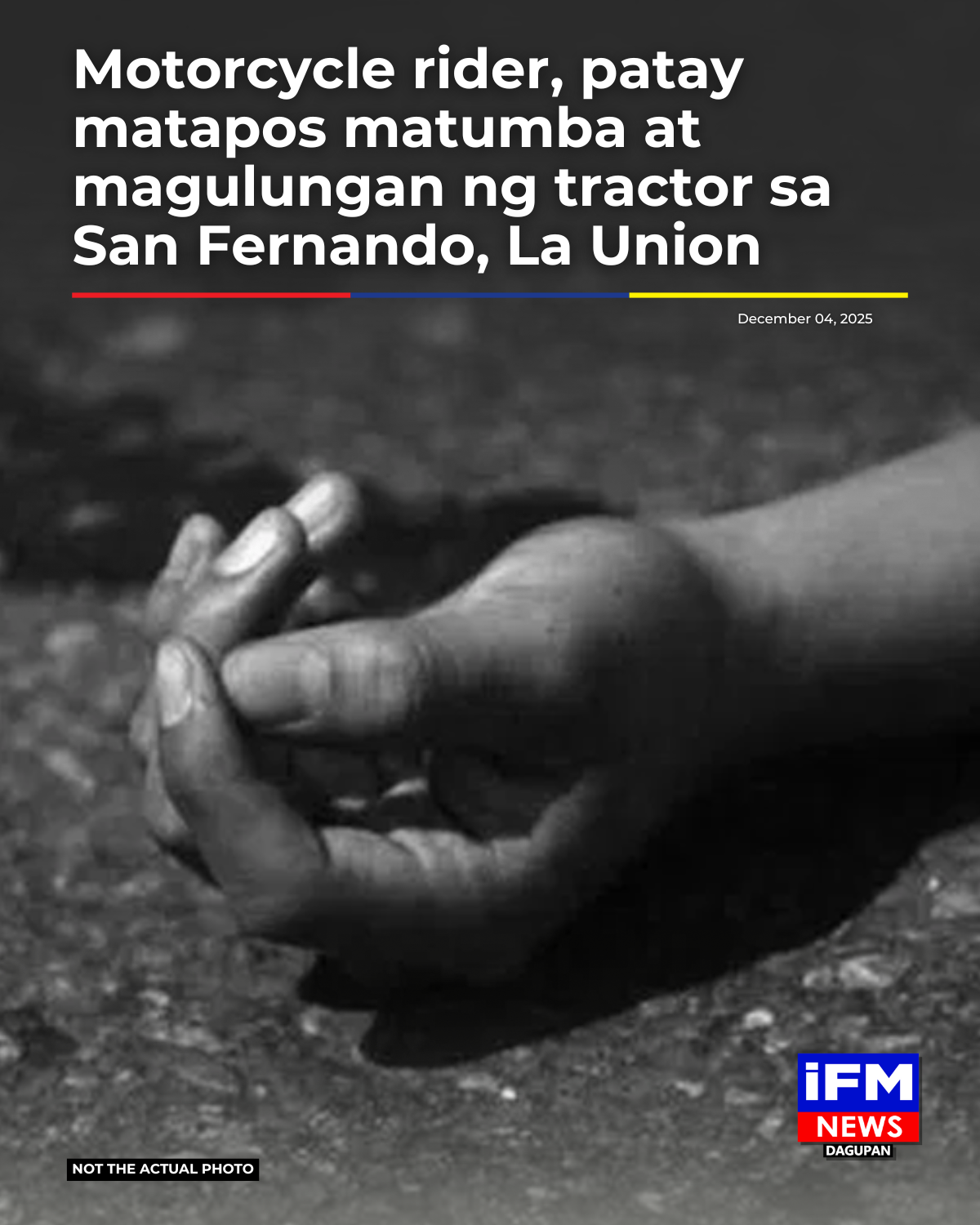 MOTORCYCLE RIDER, PATAY MATAPOS MATUMBA AT MAGULUNGAN NG TRACTOR SA SAN ...