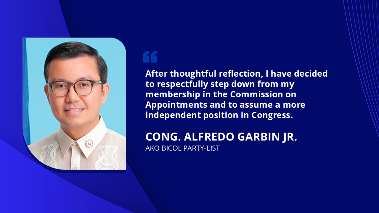 Rep. Alfredo Garbin Jr., nagbitiw bilang miyembro ng COA - RMN Networks