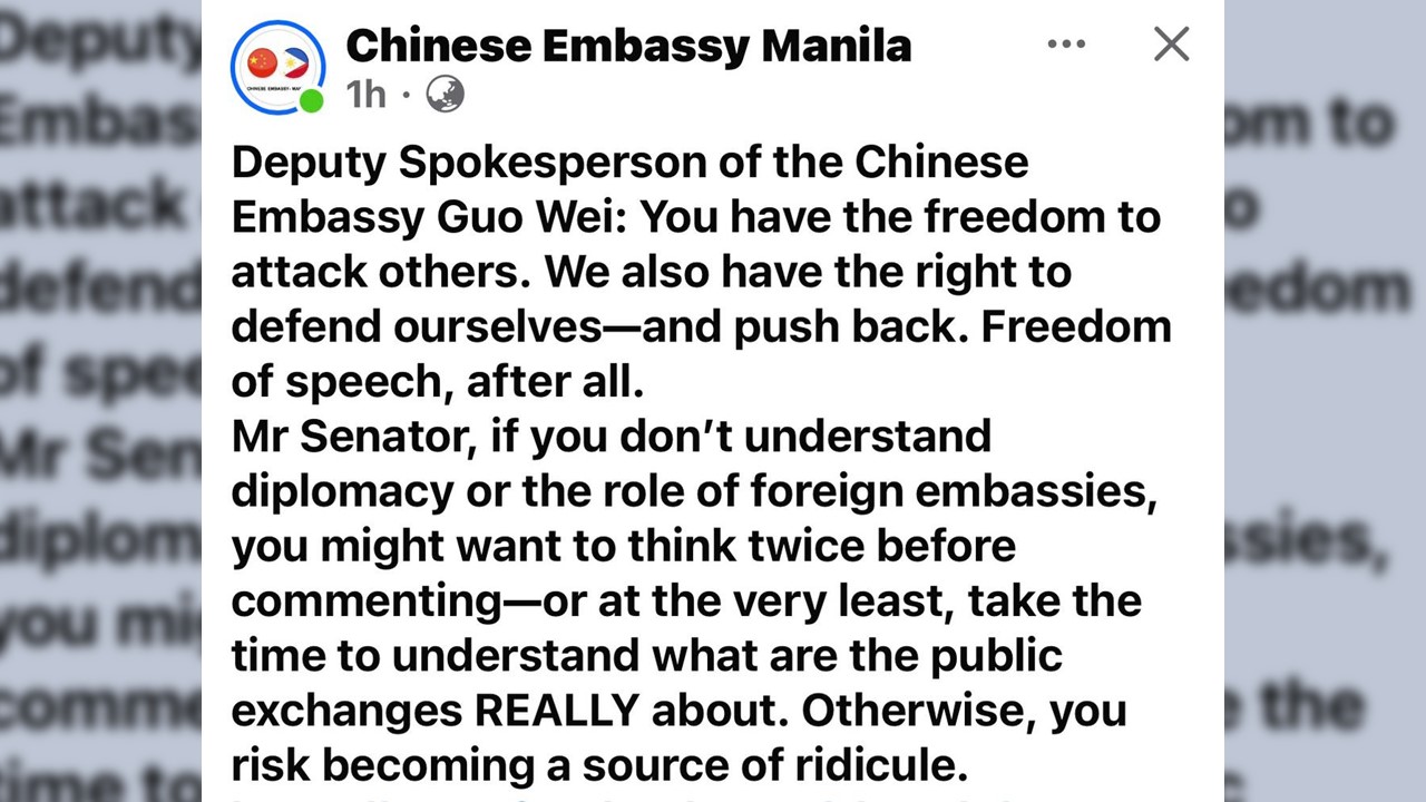 China, may bwelta kay Sen. Tulfo - RMN Networks